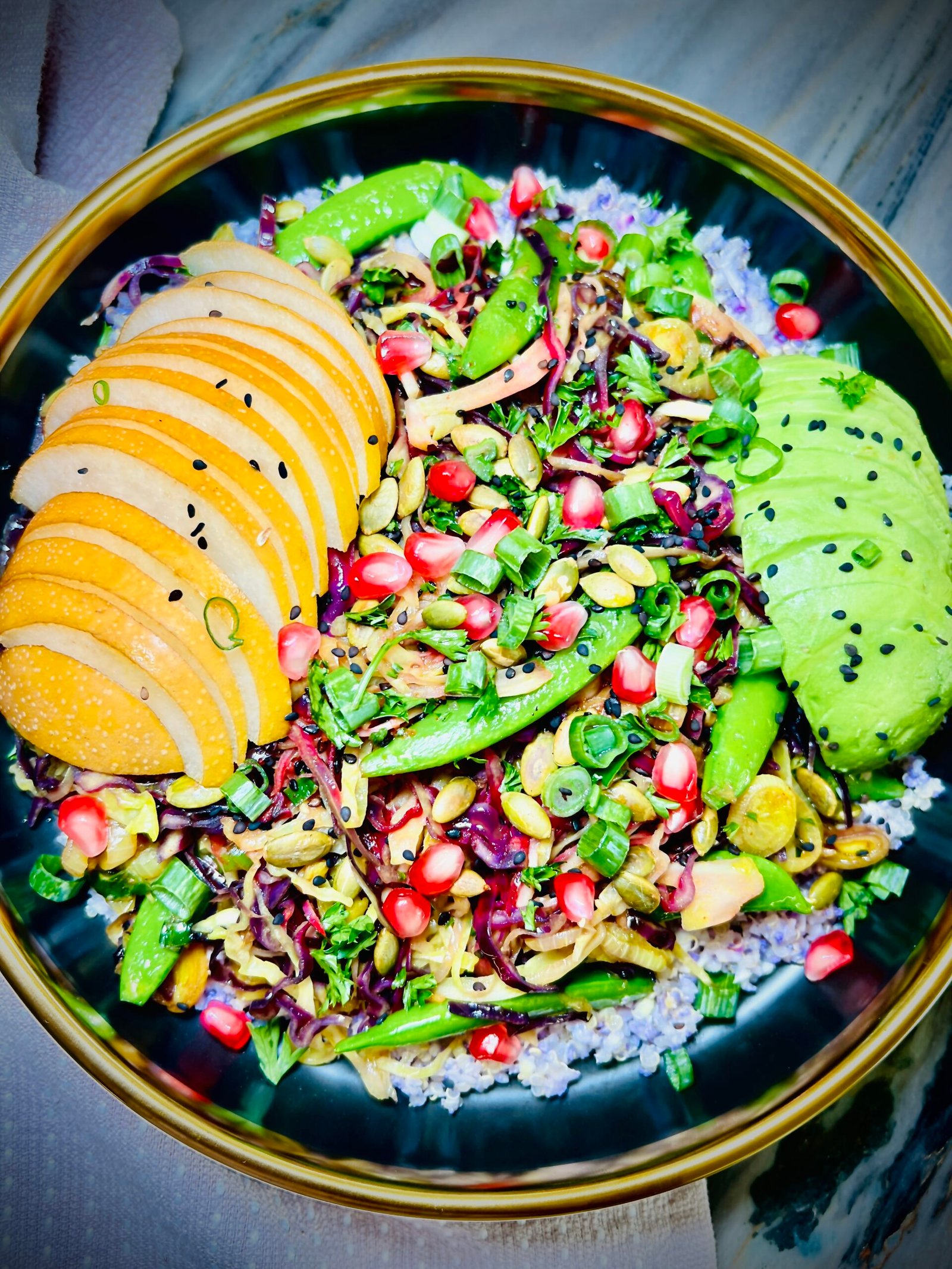 Make a power bowl with quinoa and purple cauliflower