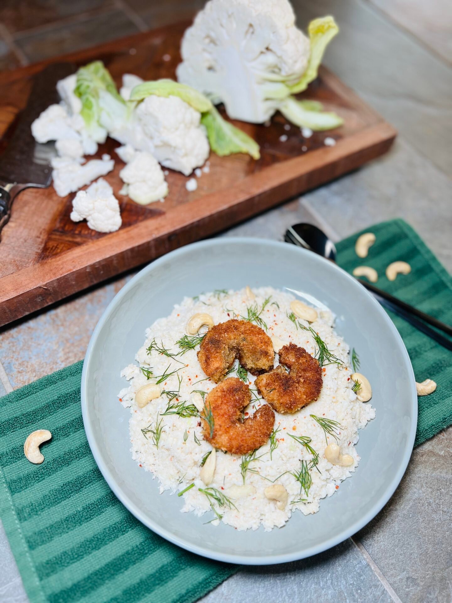 Quick & Creamy Coconut Cauliflower Risotto with Fried Shrimp - Marzi's ...